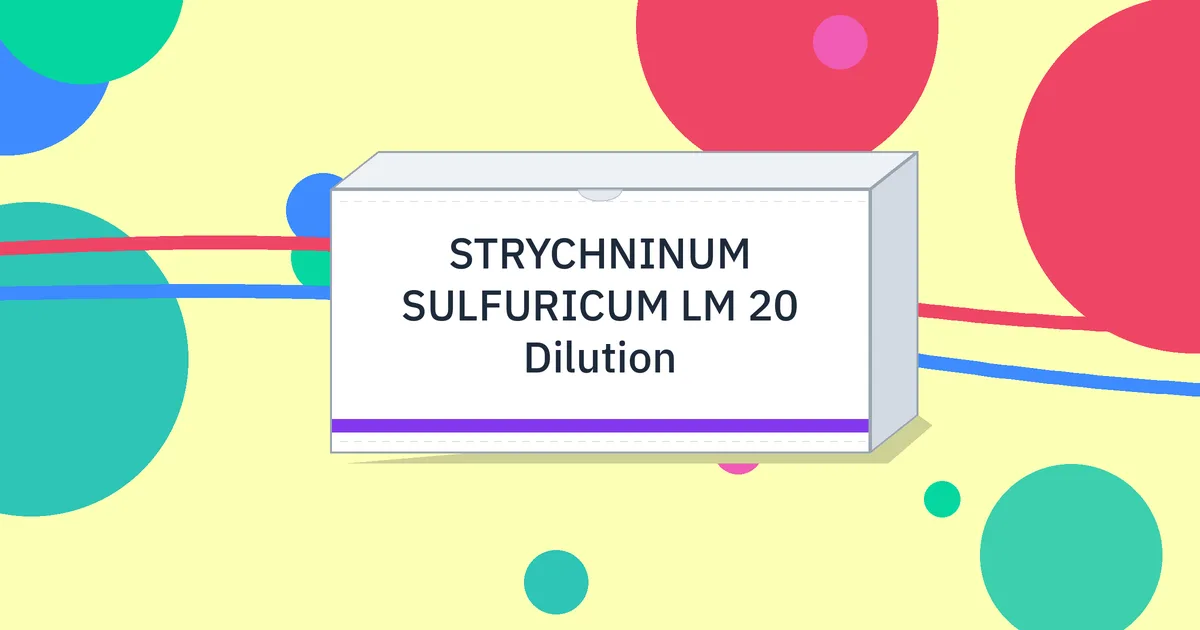 Symbolbild: Packung mit der Aufschrift STRYCHNINUM SULFURICUM LM 20 Dilution (PZN 13208239) – Verfügbarkeit und Bezug in Apotheken in Frankfurt am Main