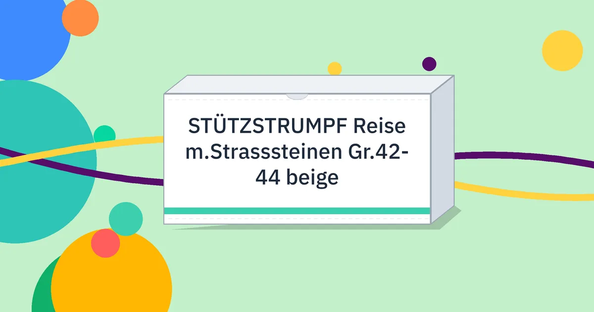 Symbolbild: Packung mit der Aufschrift STÜTZSTRUMPF Reise m.Strasssteinen Gr.42-44 beige (PZN 16515189) – Verfügbarkeit und Bezug in Apotheken in Frankfurt am Main