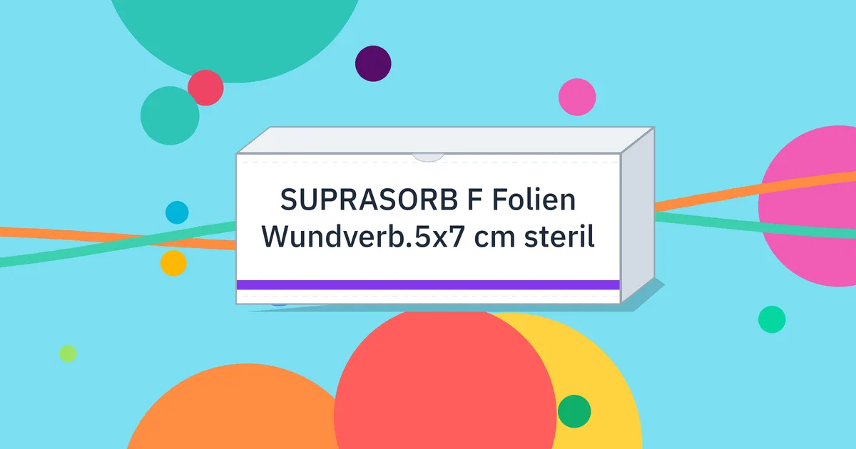Symbolbild: Packung mit der Aufschrift SUPRASORB F Folien Wundverb.5x7 cm steril (PZN 13345060) – Verfügbarkeit und Bezug in Apotheken in Frankfurt am Main