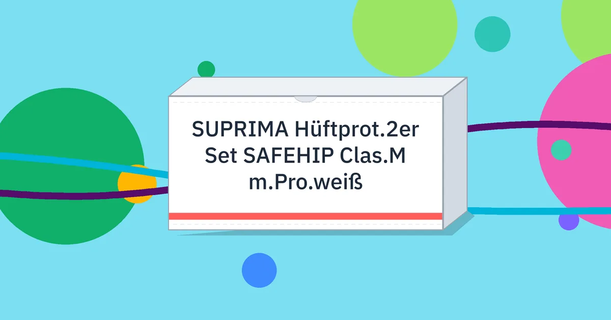 Symbolbild: Packung mit der Aufschrift SUPRIMA Hüftprot.2er Set SAFEHIP Clas.M m.Pro.weiß (PZN 13818541) – Verfügbarkeit und Bezug in Apotheken in Frankfurt am Main