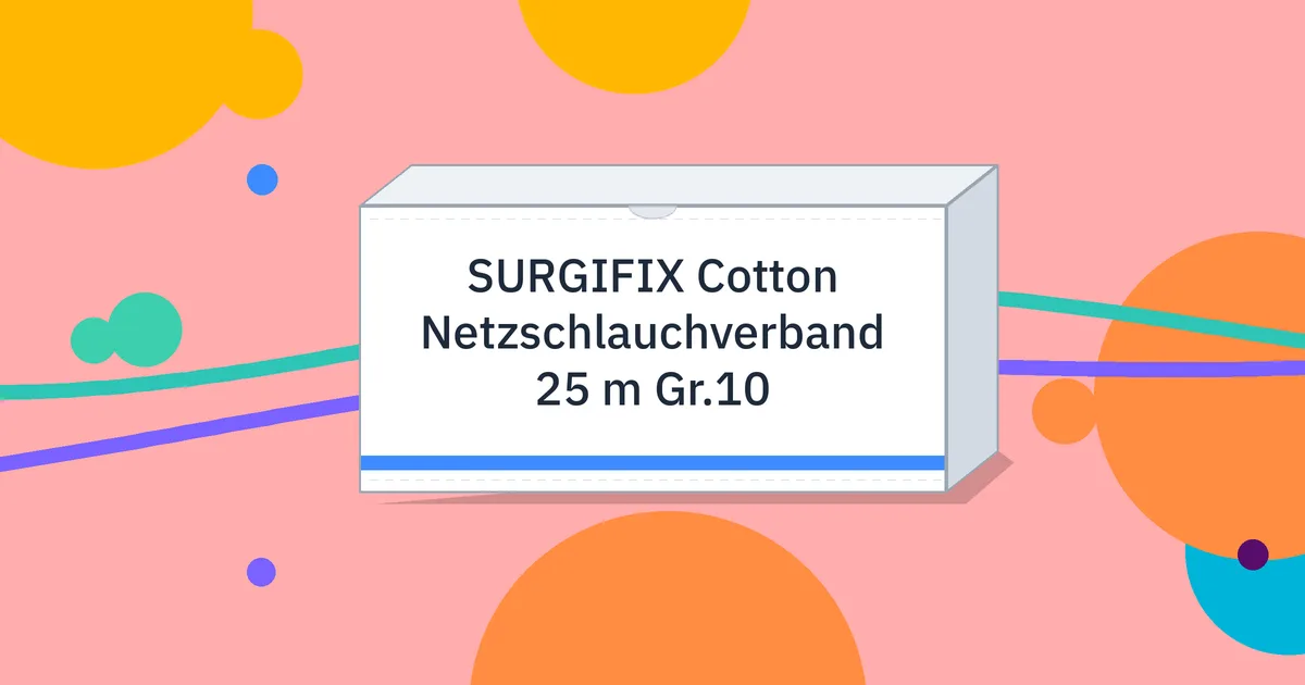 Symbolbild: Packung mit der Aufschrift SURGIFIX Cotton Netzschlauchverband 25 m Gr.10 (PZN 18386460) – Verfügbarkeit und Bezug in Apotheken in Frankfurt am Main