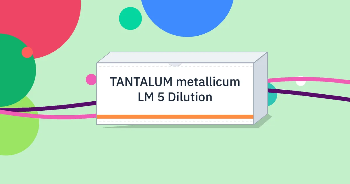 Symbolbild: Packung mit der Aufschrift TANTALUM metallicum LM 5 Dilution (PZN 13213418) – Verfügbarkeit und Bezug in Apotheken in Frankfurt am Main