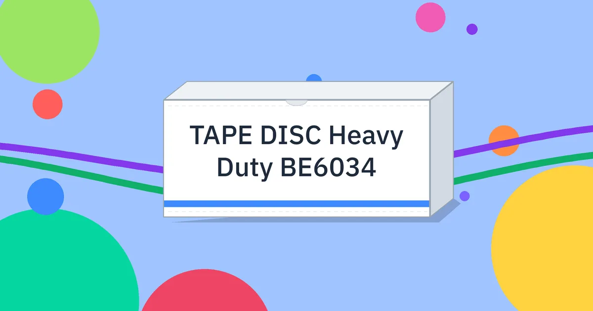 Symbolbild: Packung mit der Aufschrift TAPE DISC Heavy Duty BE6034 (PZN 00608339) – Verfügbarkeit und Bezug in Apotheken in Frankfurt am Main