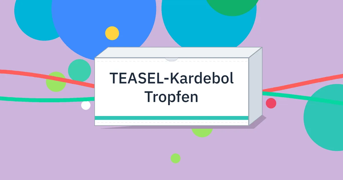 Symbolbild: Packung mit der Aufschrift TEASEL-Kardebol Tropfen (PZN 16396744) – Verfügbarkeit und Bezug in Apotheken in Frankfurt am Main