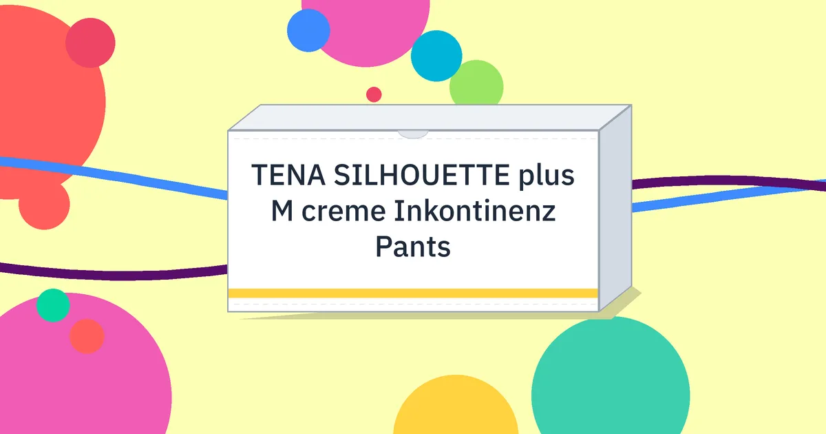 Symbolbild: Packung mit der Aufschrift TENA SILHOUETTE plus M creme Inkontinenz Pants (PZN 18664999) – Verfügbarkeit und Bezug in Apotheken in Frankfurt am Main