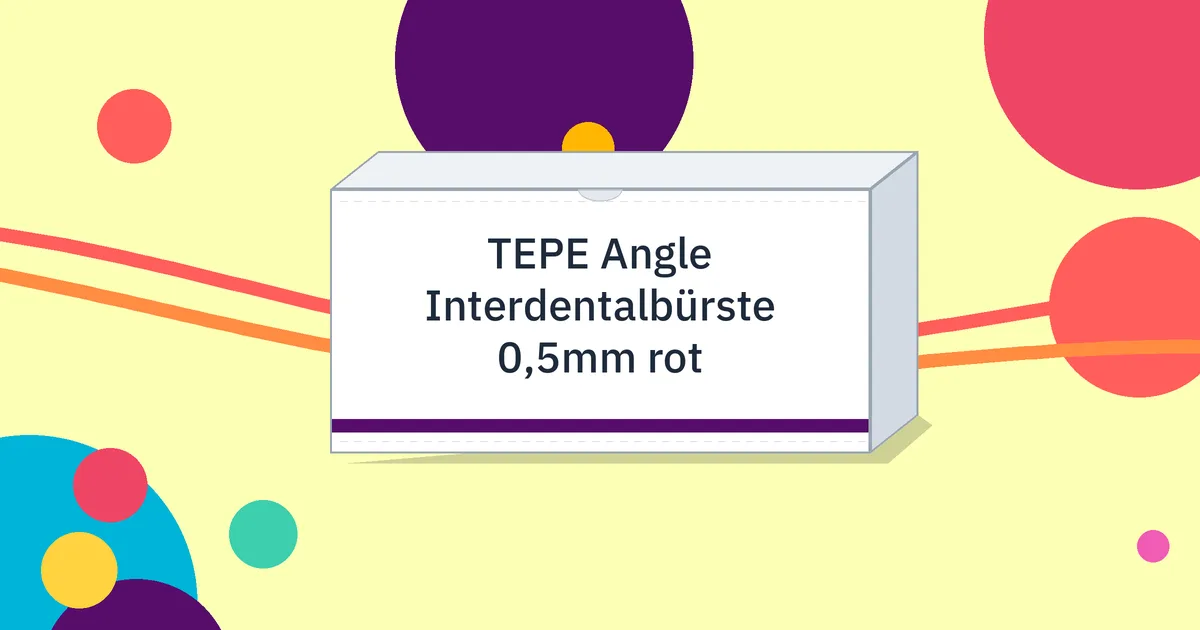 Symbolbild: Packung mit der Aufschrift TEPE Angle Interdentalbürste 0,5mm rot (PZN 07708848) – Verfügbarkeit und Bezug in Apotheken in Frankfurt am Main