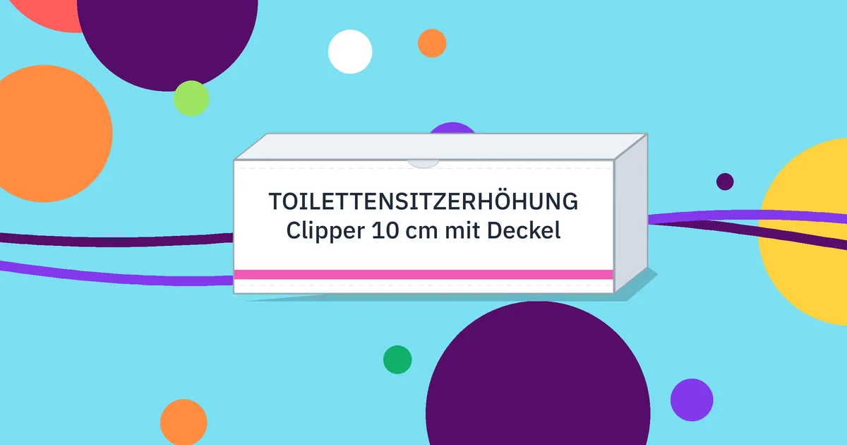 Symbolbild: Packung mit der Aufschrift TOILETTENSITZERHÖHUNG Clipper 10 cm mit Deckel (PZN 00354270) – Verfügbarkeit und Bezug in Apotheken in Frankfurt am Main