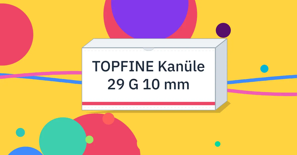 Symbolbild: Packung mit der Aufschrift TOPFINE Kanüle 29 G 10 mm (PZN 08842483) – Verfügbarkeit und Bezug in Apotheken in Frankfurt am Main