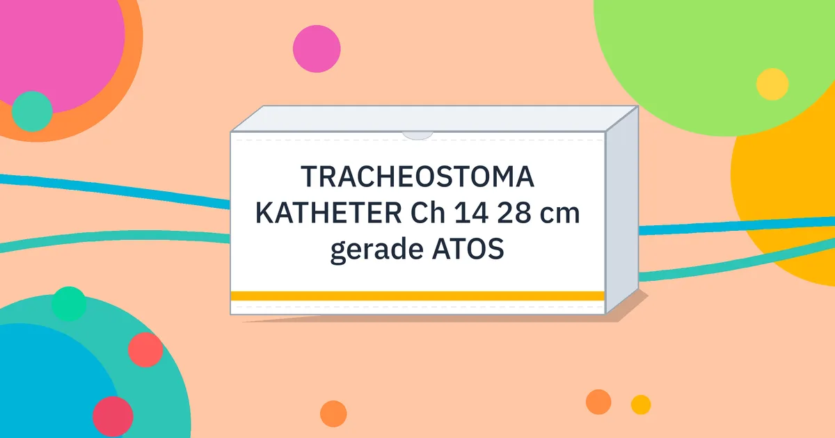 Symbolbild: Packung mit der Aufschrift TRACHEOSTOMA KATHETER Ch 14 28 cm gerade ATOS (PZN 12472247) – Verfügbarkeit und Bezug in Apotheken in Frankfurt am Main