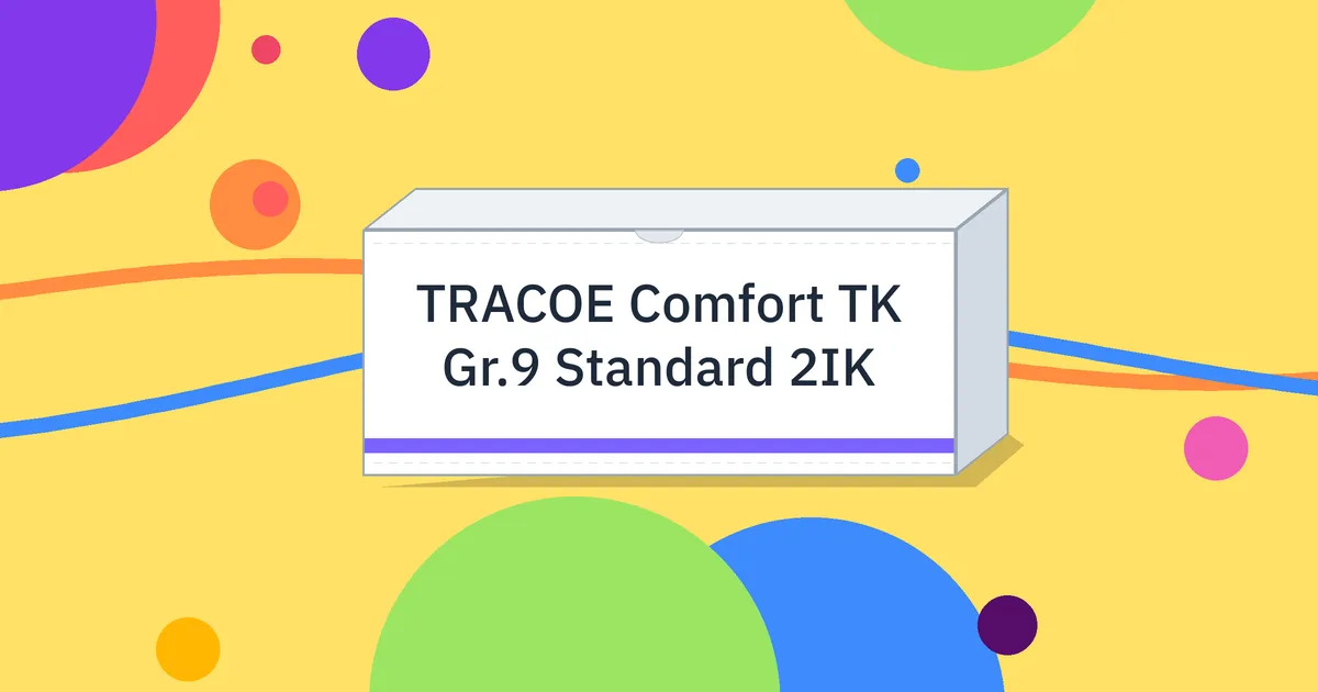 Symbolbild: Packung mit der Aufschrift TRACOE Comfort TK Gr.9 Standard 2IK (PZN 00973406) – Verfügbarkeit und Bezug in Apotheken in Frankfurt am Main