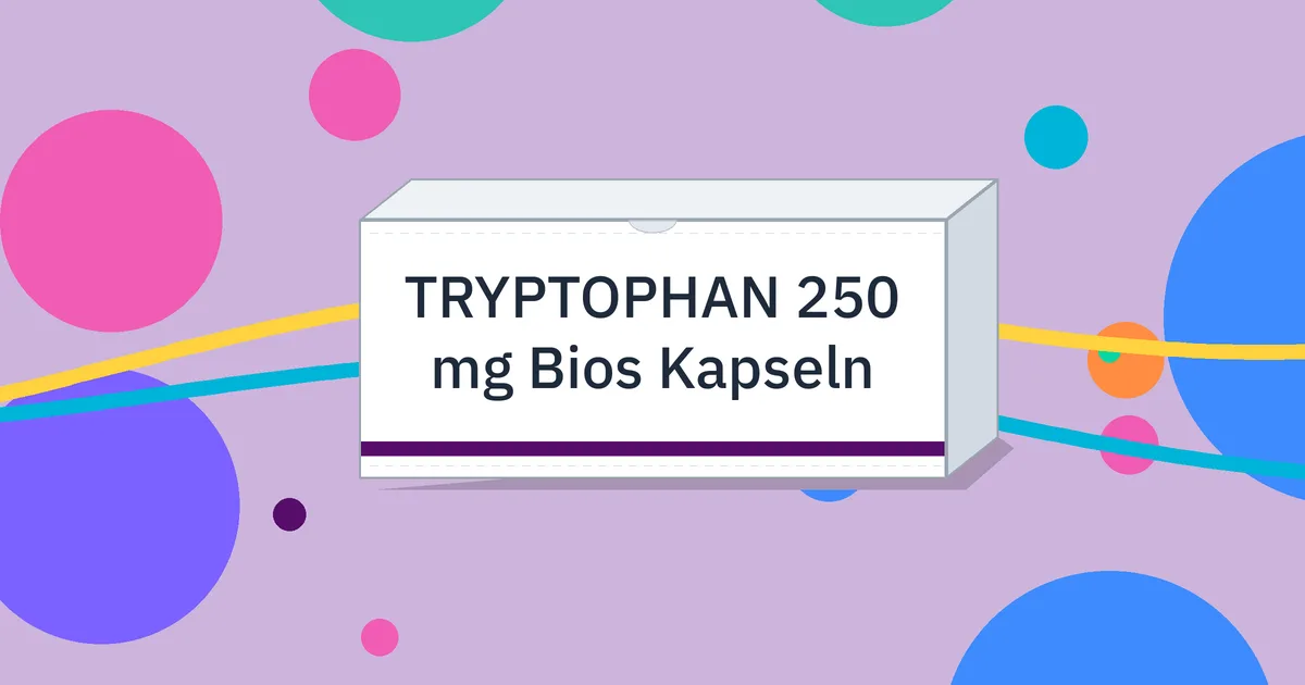 Symbolbild: Packung mit der Aufschrift TRYPTOPHAN 250 mg Bios Kapseln (PZN 10117016) – Verfügbarkeit und Bezug in Apotheken in Frankfurt am Main