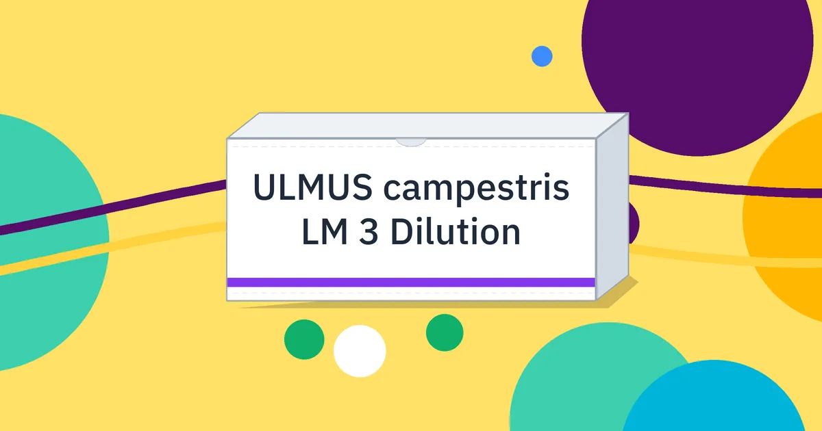 Symbolbild: Packung mit der Aufschrift ULMUS campestris LM 3 Dilution (PZN 13255173) – Verfügbarkeit und Bezug in Apotheken in Frankfurt am Main