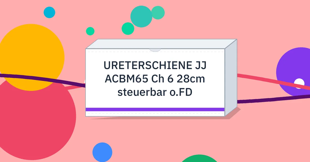 Symbolbild: Packung mit der Aufschrift URETERSCHIENE JJ ACBM65 Ch 6 28cm steuerbar o.FD (PZN 00511953) – Verfügbarkeit und Bezug in Apotheken in Frankfurt am Main