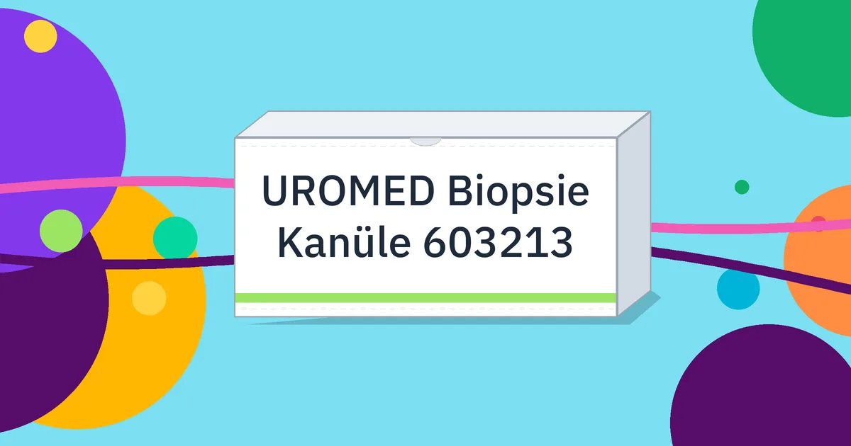 Symbolbild: Packung mit der Aufschrift UROMED Biopsie Kanüle 603213 (PZN 10397889) – Verfügbarkeit und Bezug in Apotheken in Frankfurt am Main