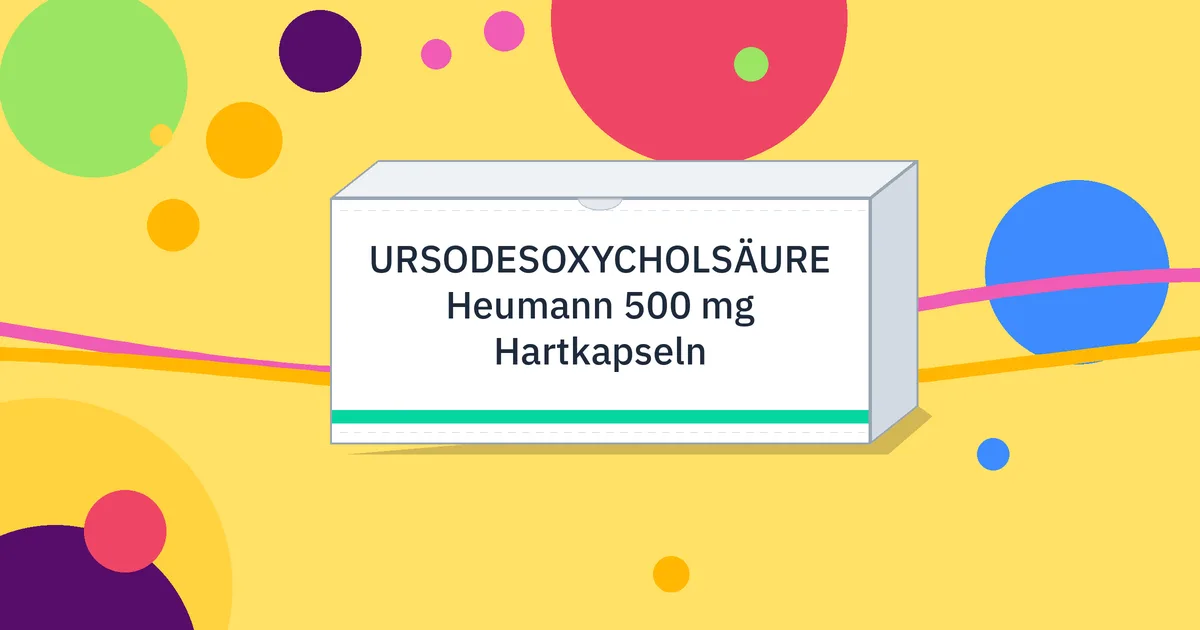 Symbolbild: Packung mit der Aufschrift URSODESOXYCHOLSÄURE Heumann 500 mg Hartkapseln (PZN 19298002) – Verfügbarkeit und Bezug in Apotheken in Frankfurt am Main