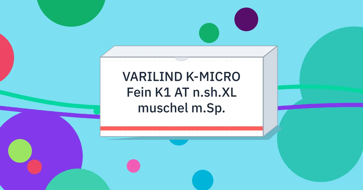 Symbolbild: Packung mit der Aufschrift VARILIND K-MICRO Fein K1 AT n.sh.XL muschel m.Sp. (PZN 20552776) – Verfügbarkeit und Bezug in Apotheken in Frankfurt am Main
