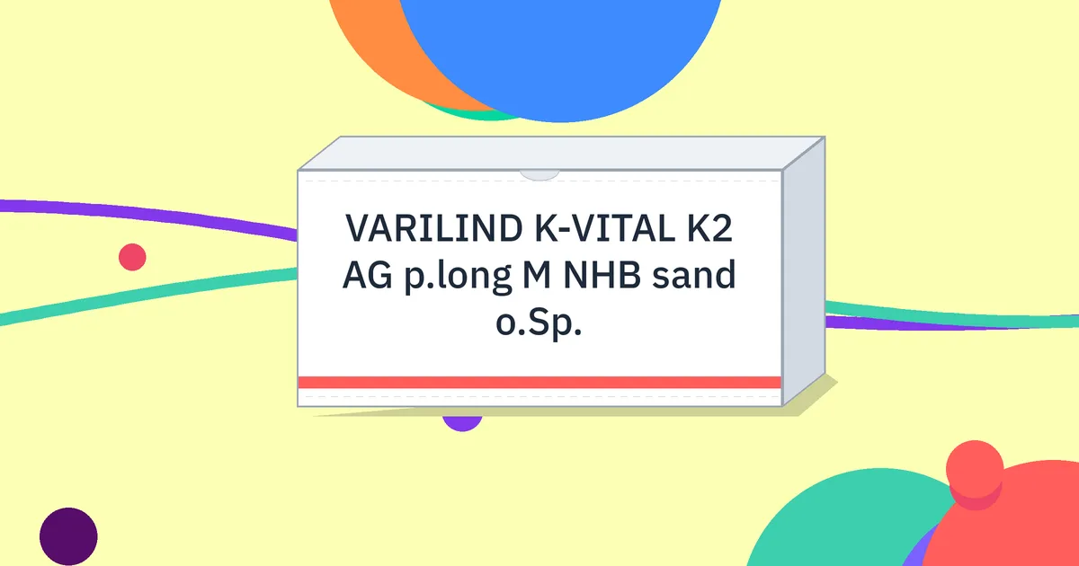 Symbolbild: Packung mit der Aufschrift VARILIND K-VITAL K2 AG p.long M NHB sand o.Sp. (PZN 20564561) – Verfügbarkeit und Bezug in Apotheken in Frankfurt am Main
