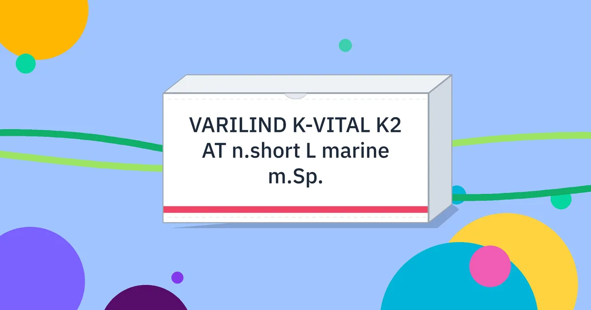Symbolbild: Packung mit der Aufschrift VARILIND K-VITAL K2 AT n.short L marine m.Sp. (PZN 20561516) – Verfügbarkeit und Bezug in Apotheken in Frankfurt am Main