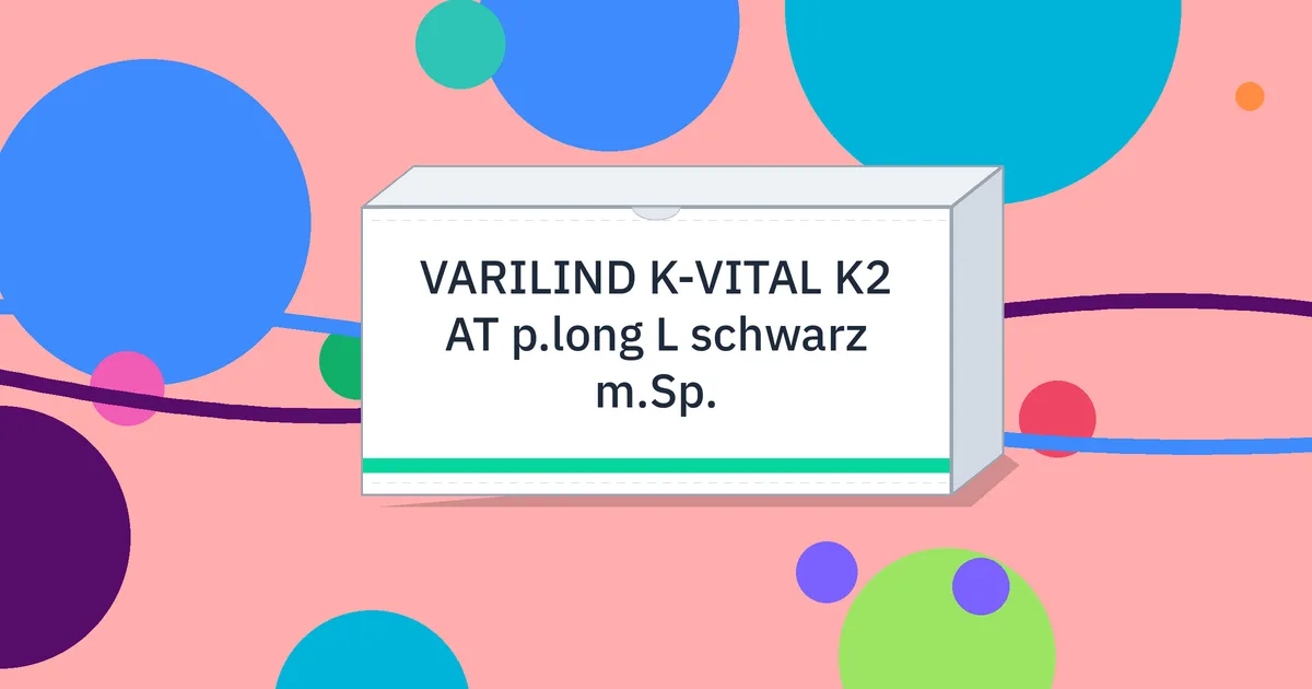 Symbolbild: Packung mit der Aufschrift VARILIND K-VITAL K2 AT p.long L schwarz m.Sp. (PZN 20562065) – Verfügbarkeit und Bezug in Apotheken in Frankfurt am Main