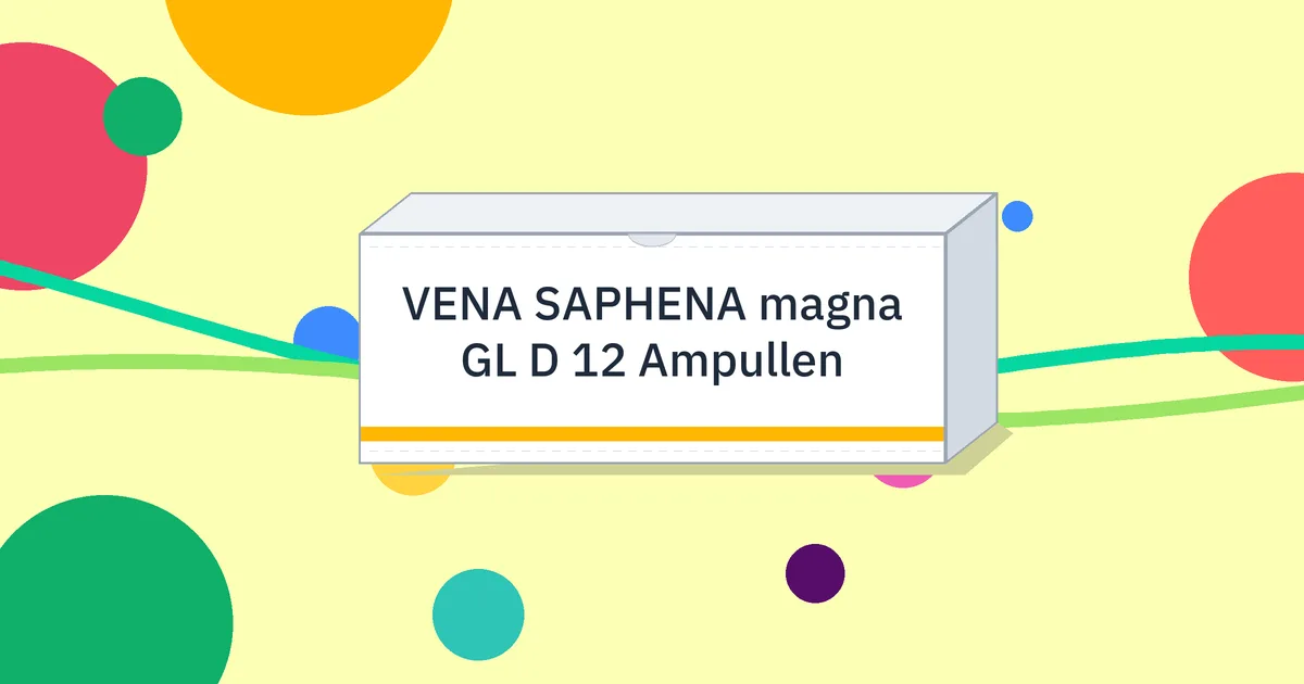 Symbolbild: Packung mit der Aufschrift VENA SAPHENA magna GL D 12 Ampullen (PZN 03792473) – Verfügbarkeit und Bezug in Apotheken in Frankfurt am Main