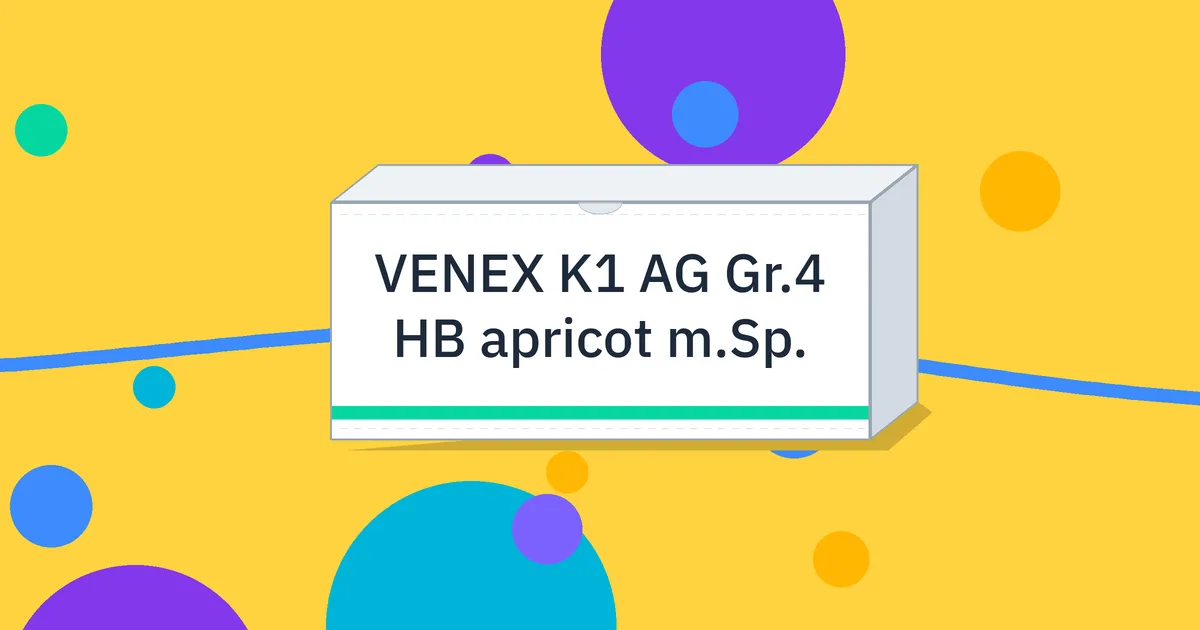Symbolbild: Packung mit der Aufschrift VENEX K1 AG Gr.4 HB apricot m.Sp. (PZN 03191236) – Verfügbarkeit und Bezug in Apotheken in Frankfurt am Main