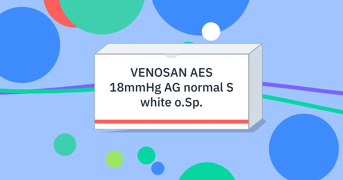 Symbolbild: Packung mit der Aufschrift VENOSAN AES 18mmHg AG normal S white o.Sp. (PZN 15323252) – Verfügbarkeit und Bezug in Apotheken in Frankfurt am Main