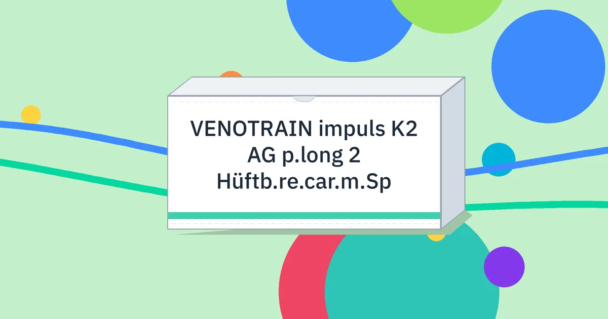 Symbolbild: Packung mit der Aufschrift VENOTRAIN impuls K2 AG p.long 2 Hüftb.re.car.m.Sp (PZN 10292831) – Verfügbarkeit und Bezug in Apotheken in Frankfurt am Main