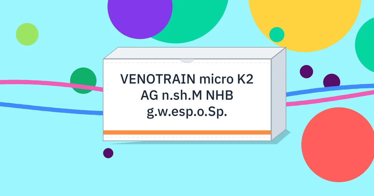Symbolbild: Packung mit der Aufschrift VENOTRAIN micro K2 AG n.sh.M NHB g.w.esp.o.Sp. (PZN 09020412) – Verfügbarkeit und Bezug in Apotheken in Frankfurt am Main