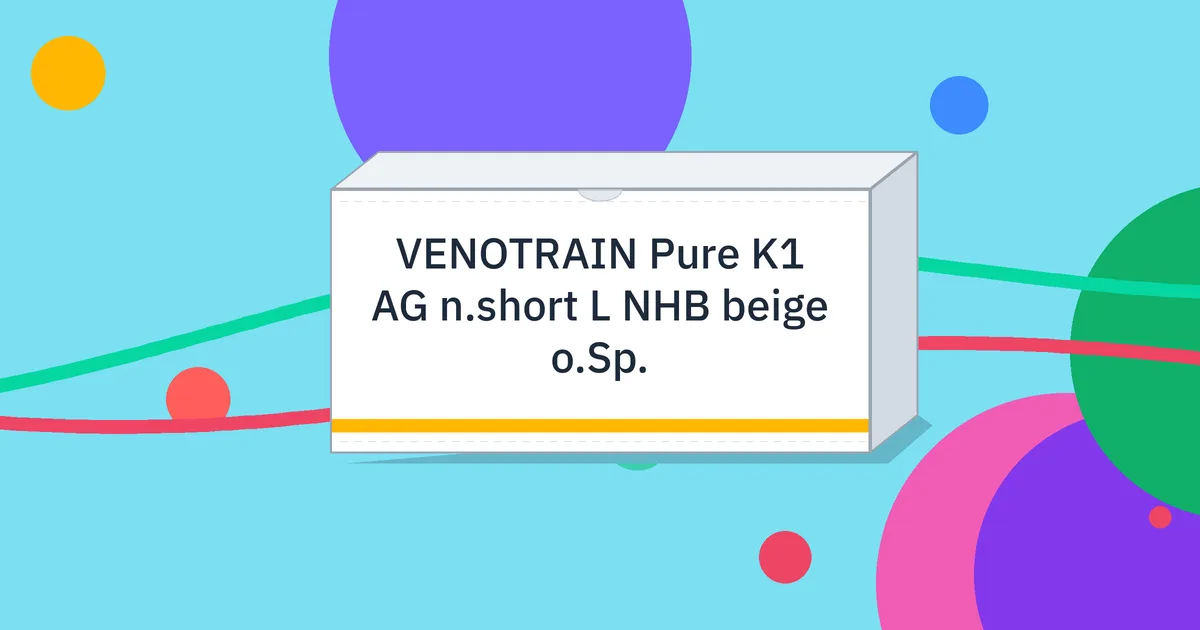 Symbolbild: Packung mit der Aufschrift VENOTRAIN Pure K1 AG n.short L NHB beige o.Sp. (PZN 18147293) – Verfügbarkeit und Bezug in Apotheken in Frankfurt am Main