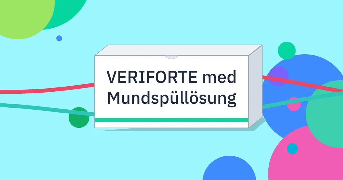 Symbolbild: Packung mit der Aufschrift VERIFORTE med Mundspüllösung (PZN 14820362) – Verfügbarkeit und Bezug in Apotheken in Frankfurt am Main