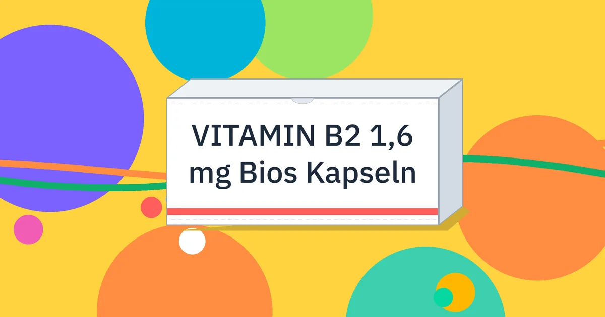 Symbolbild: Packung mit der Aufschrift VITAMIN B2 1,6 mg Bios Kapseln (PZN 06054764) – Verfügbarkeit und Bezug in Apotheken in Frankfurt am Main