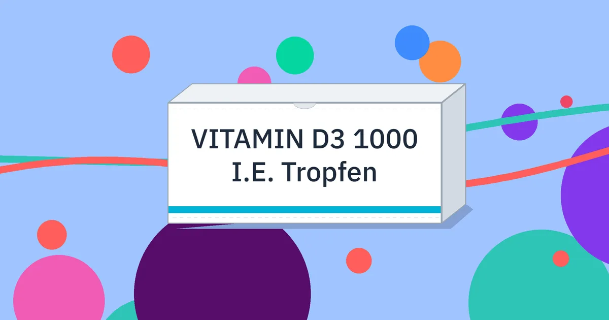 Symbolbild: Packung mit der Aufschrift VITAMIN D3 1000 I.E. Tropfen (PZN 15736959) – Verfügbarkeit und Bezug in Apotheken in Frankfurt am Main