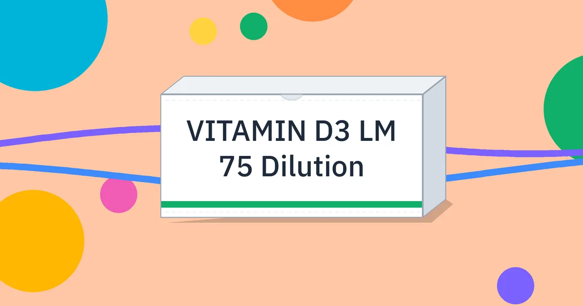Symbolbild: Packung mit der Aufschrift VITAMIN D3 LM 75 Dilution (PZN 13279280) – Verfügbarkeit und Bezug in Apotheken in Frankfurt am Main