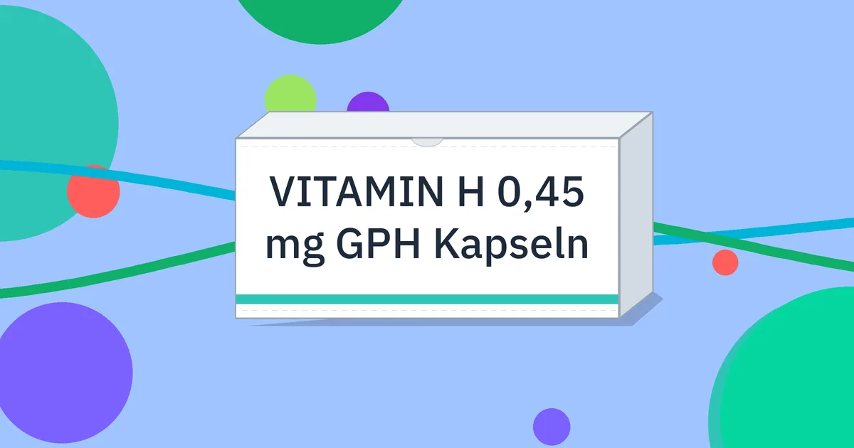 Symbolbild: Packung mit der Aufschrift VITAMIN H 0,45 mg GPH Kapseln (PZN 09749656) – Verfügbarkeit und Bezug in Apotheken in Frankfurt am Main