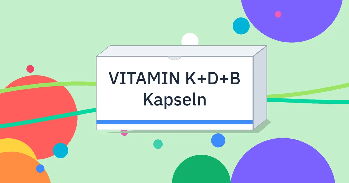 Symbolbild: Packung mit der Aufschrift VITAMIN K+D+B Kapseln (PZN 13354395) – Verfügbarkeit und Bezug in Apotheken in Frankfurt am Main