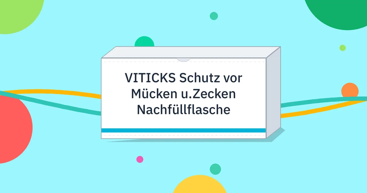 Symbolbild: Packung mit der Aufschrift VITICKS Schutz vor Mücken u.Zecken Nachfüllflasche (PZN 11102436) – Verfügbarkeit und Bezug in Apotheken in Frankfurt am Main
