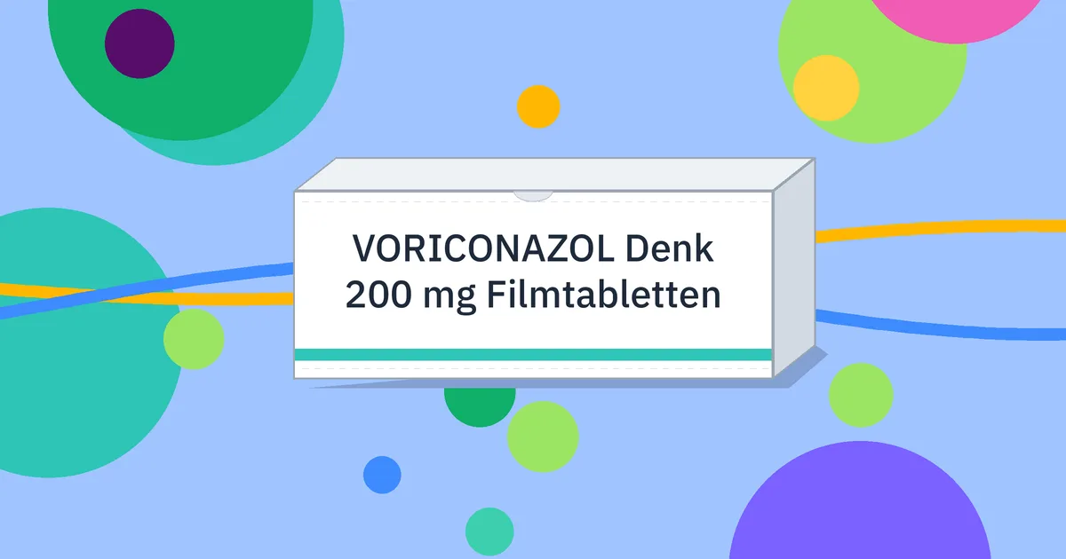 Symbolbild: Packung mit der Aufschrift VORICONAZOL Denk 200 mg Filmtabletten (PZN 11864330) – Verfügbarkeit und Bezug in Apotheken in Frankfurt am Main
