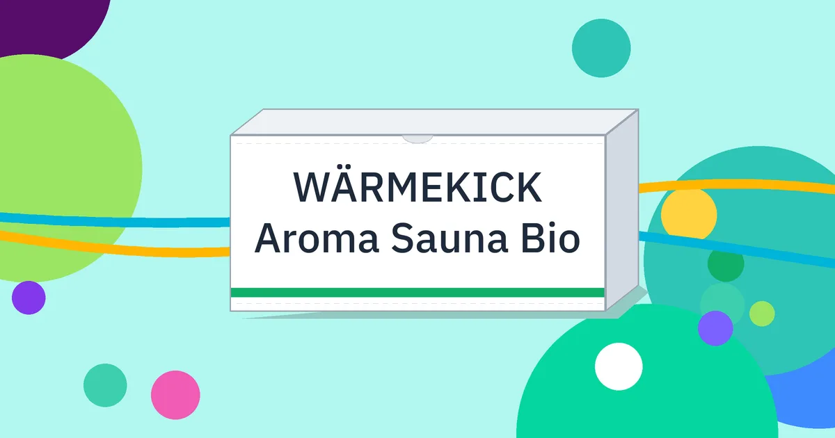 Symbolbild: Packung mit der Aufschrift WÄRMEKICK Aroma Sauna Bio (PZN 18001537) – Verfügbarkeit und Bezug in Apotheken in Frankfurt am Main