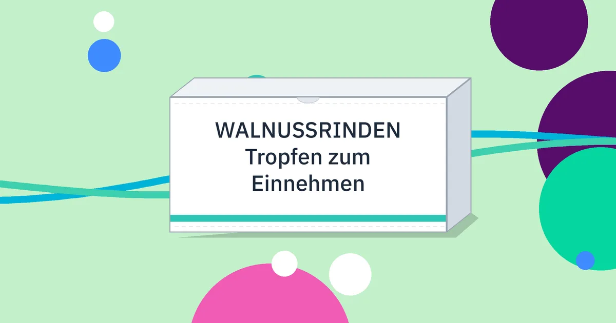 Symbolbild: Packung mit der Aufschrift WALNUSSRINDEN Tropfen zum Einnehmen (PZN 11366106) – Verfügbarkeit und Bezug in Apotheken in Frankfurt am Main
