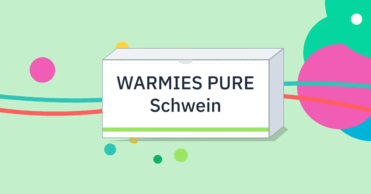 Symbolbild: Packung mit der Aufschrift WARMIES PURE Schwein (PZN 18066146) – Verfügbarkeit und Bezug in Apotheken in Frankfurt am Main