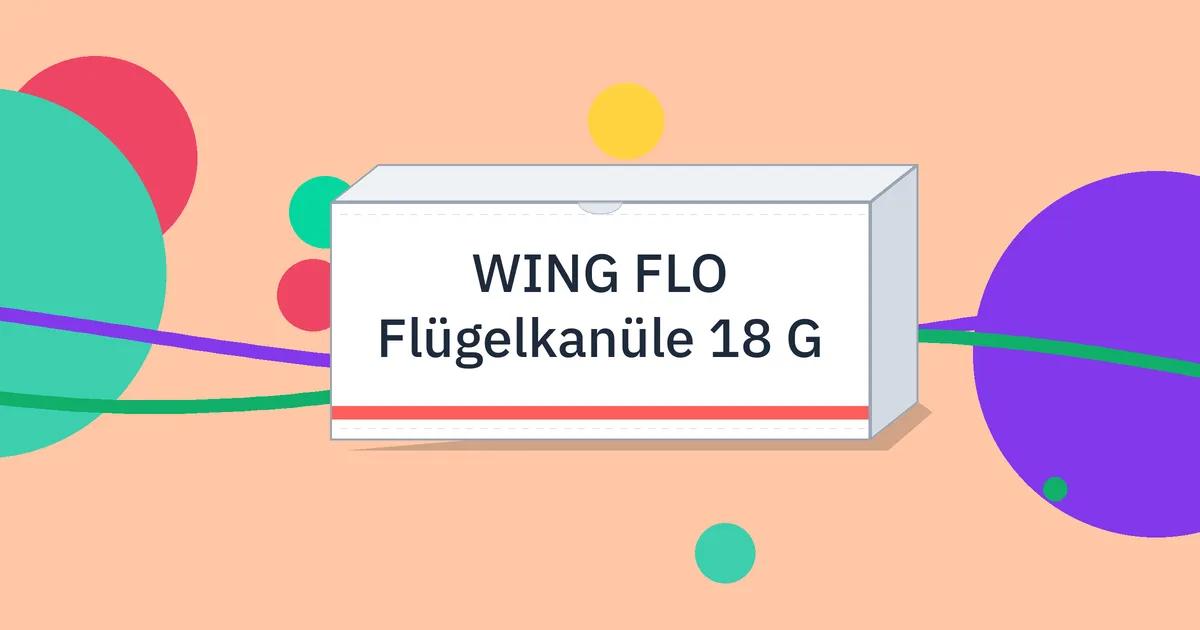 Symbolbild: Packung mit der Aufschrift WING FLO Flügelkanüle 18 G (PZN 09379716) – Verfügbarkeit und Bezug in Apotheken in Frankfurt am Main