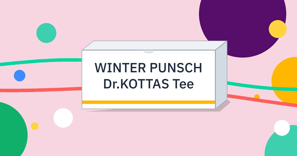 Symbolbild: Packung mit der Aufschrift WINTER PUNSCH Dr.KOTTAS Tee (PZN 17937969) – Verfügbarkeit und Bezug in Apotheken in Frankfurt am Main