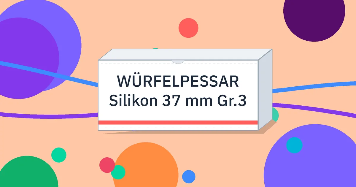 Symbolbild: Packung mit der Aufschrift WÜRFELPESSAR Silikon 37 mm Gr.3 (PZN 03461664) – Verfügbarkeit und Bezug in Apotheken in Frankfurt am Main