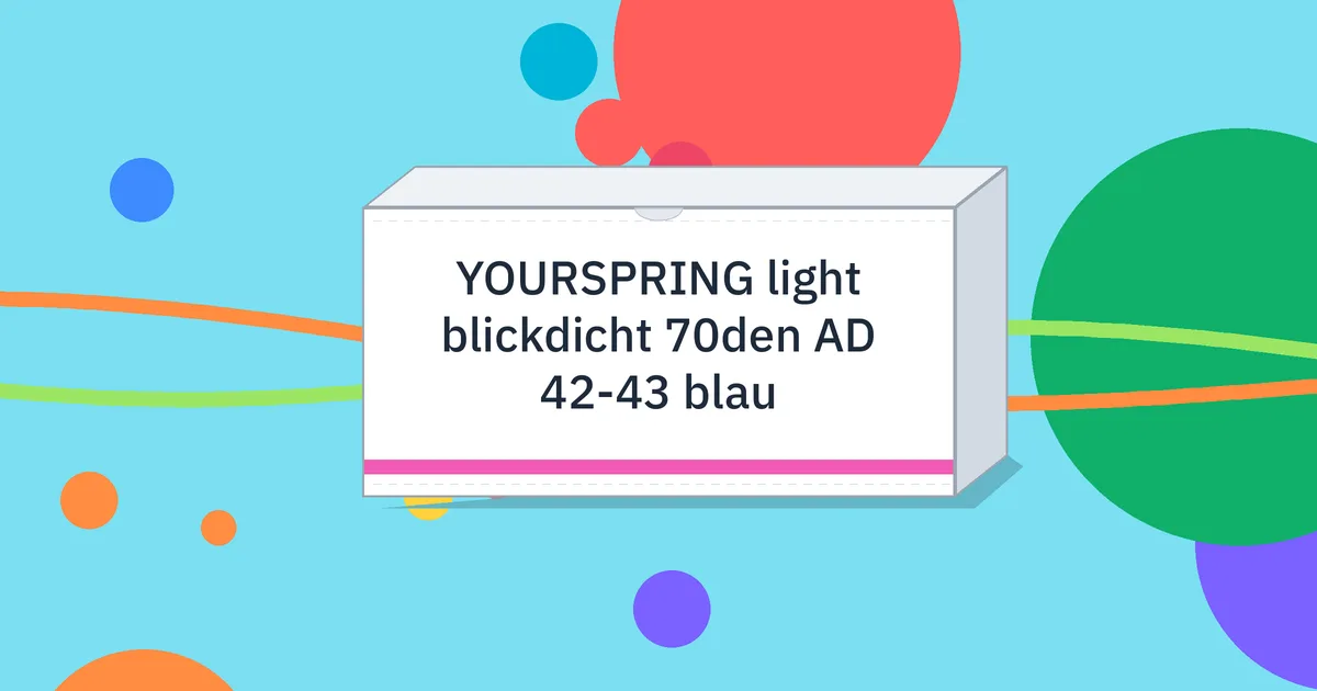 Symbolbild: Packung mit der Aufschrift YOURSPRING light blickdicht 70den AD 42-43 blau (PZN 18056627) – Verfügbarkeit und Bezug in Apotheken in Frankfurt am Main