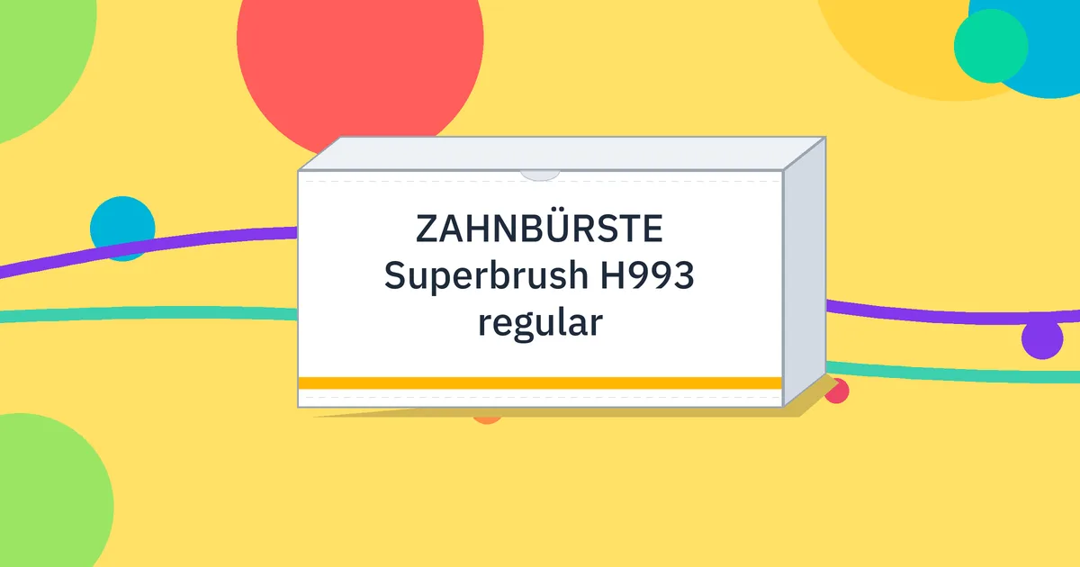 Symbolbild: Packung mit der Aufschrift ZAHNBÜRSTE Superbrush H993 regular (PZN 08519799) – Verfügbarkeit und Bezug in Apotheken in Frankfurt am Main