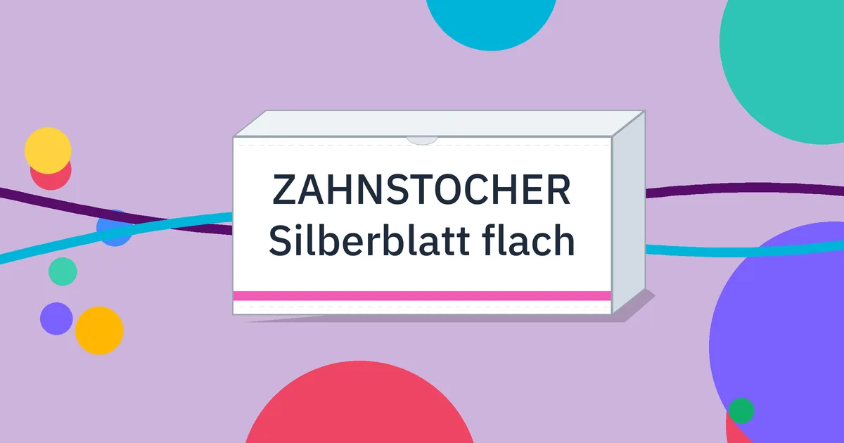 Symbolbild: Packung mit der Aufschrift ZAHNSTOCHER Silberblatt flach (PZN 02073598) – Verfügbarkeit und Bezug in Apotheken in Frankfurt am Main