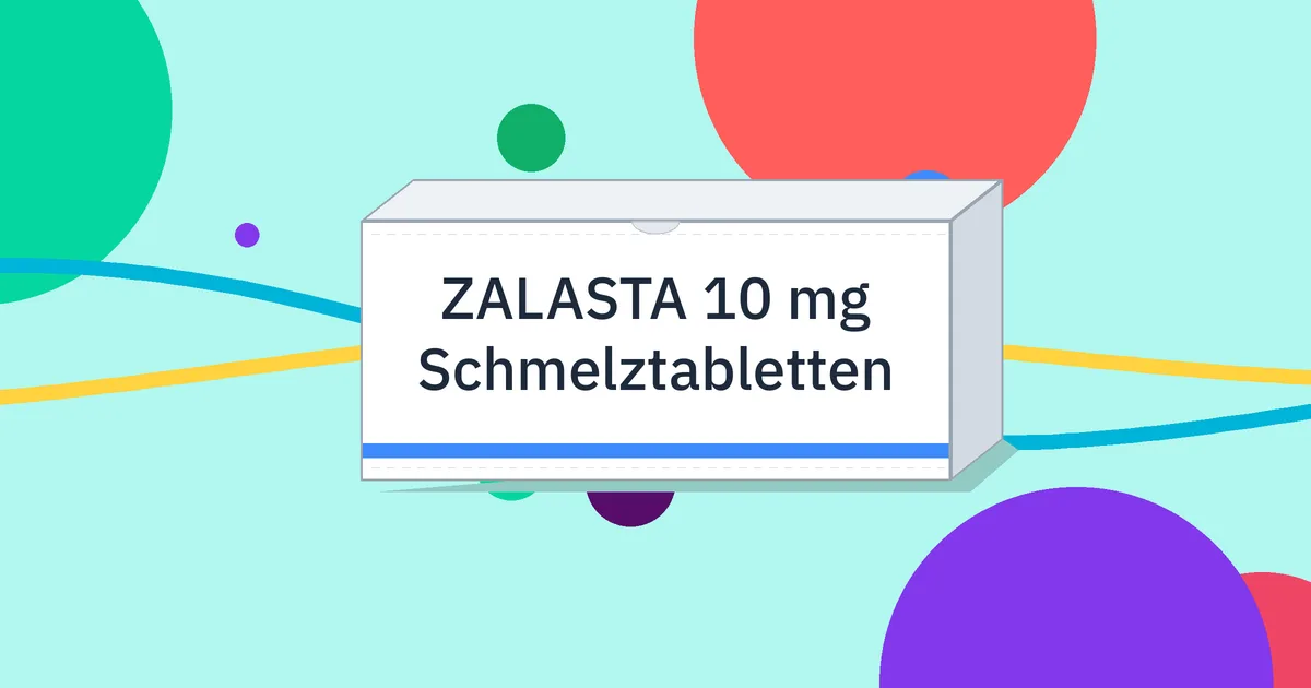 Symbolbild: Packung mit der Aufschrift ZALASTA 10 mg Schmelztabletten (PZN 18849138) – Verfügbarkeit und Bezug in Apotheken in Frankfurt am Main