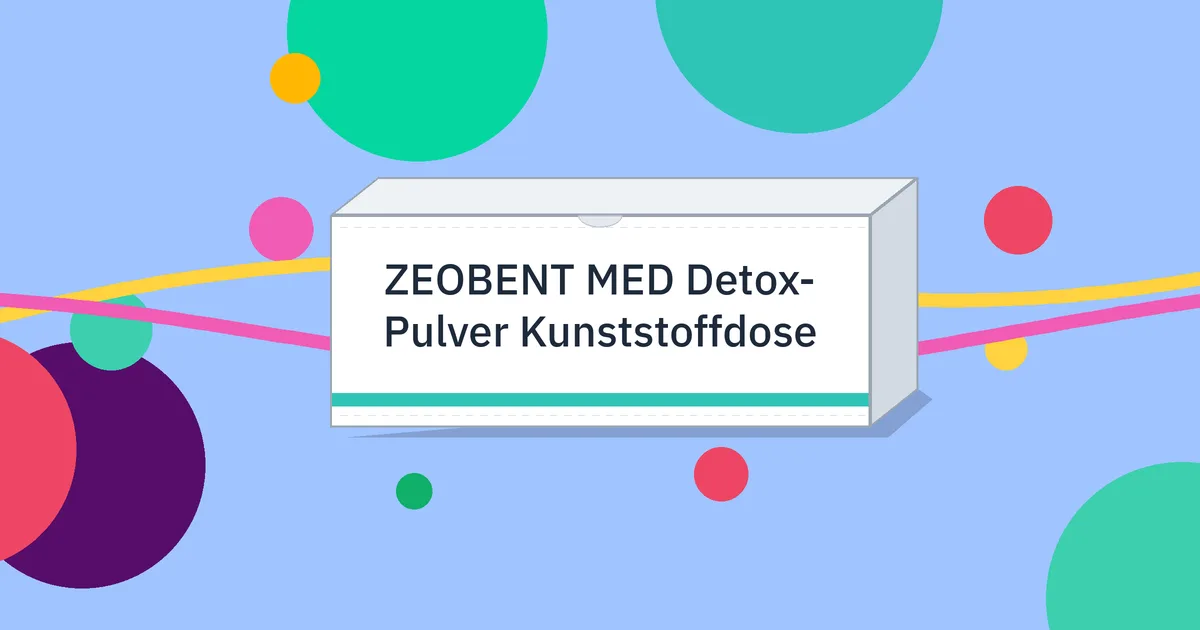 Symbolbild: Packung mit der Aufschrift ZEOBENT MED Detox-Pulver Kunststoffdose (PZN 19161154) – Verfügbarkeit und Bezug in Apotheken in Frankfurt am Main