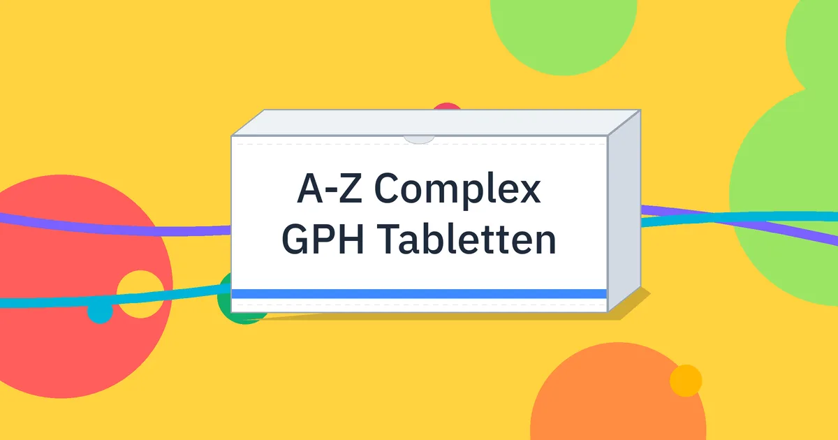 Symbolbild: Packung mit der Aufschrift A-Z Complex GPH Tabletten (PZN 10145923) – Verfügbarkeit und Bezug in Apotheken in Frankfurt am Main