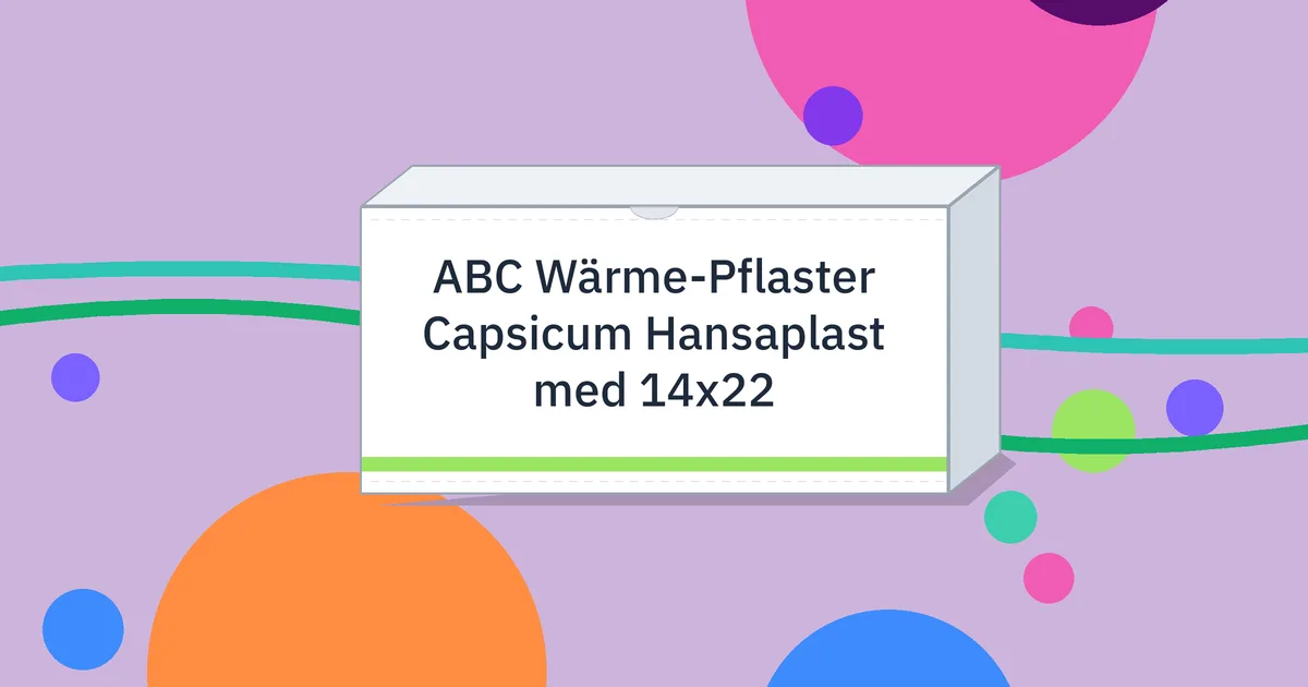 Symbolbild: Packung mit der Aufschrift ABC Wärme-Pflaster Capsicum Hansaplast med 14x22 (PZN 02295643) – Verfügbarkeit und Bezug in Apotheken in Frankfurt am Main
